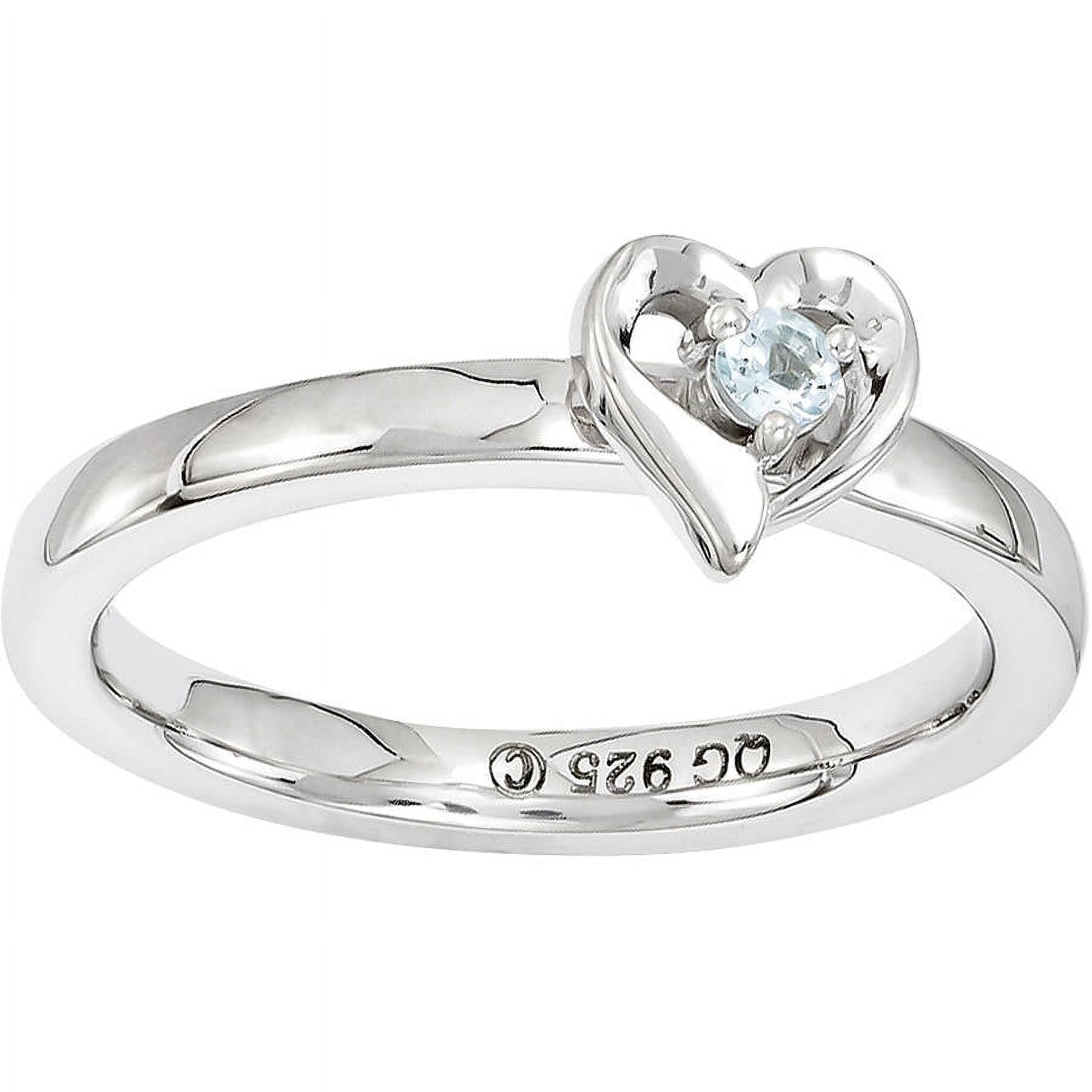 Aquamarine Sterling Silver Heart Ring - Walmart.com