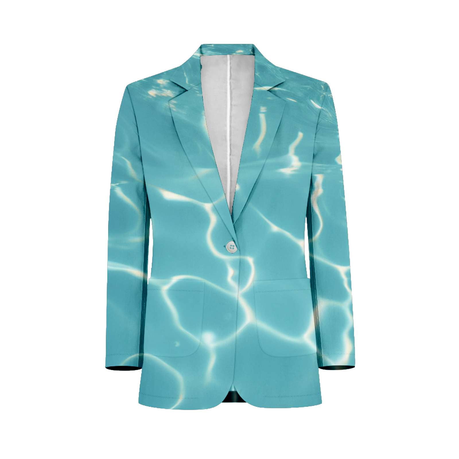 Aquamarine Water Ripple Texture Mens Suits Shawl Collar Slim Fit Suit ...