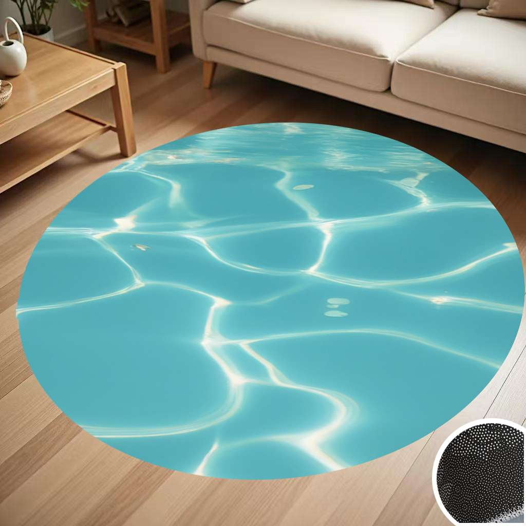Aquamarine Water Ripple Texture Round Carpet Living Room Bedroom Home ...