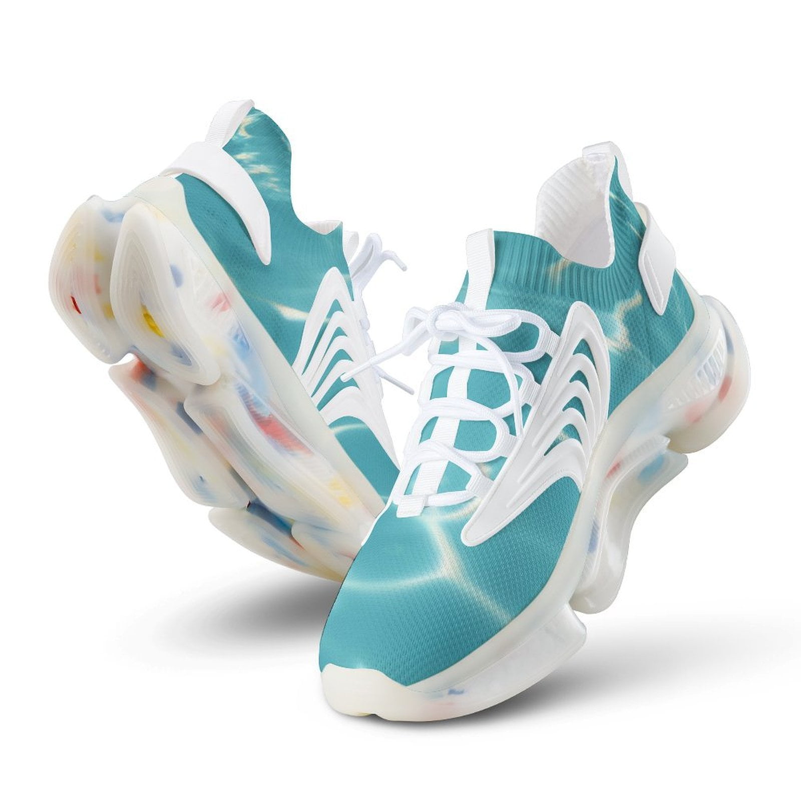 Aquamarine Water Ripple Texture Walking Shoes for Men Woman Lightweight ...