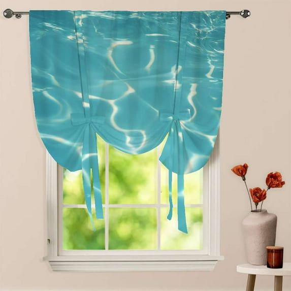 Aquamarine Water Ripple Texture Window Curtain for Living Room Roman ...