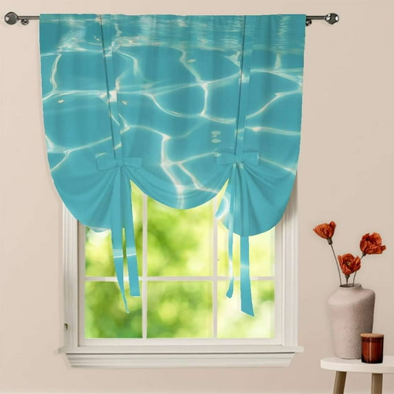 Aquamarine Water Ripple Texture Window Curtain for Living Room Roman ...