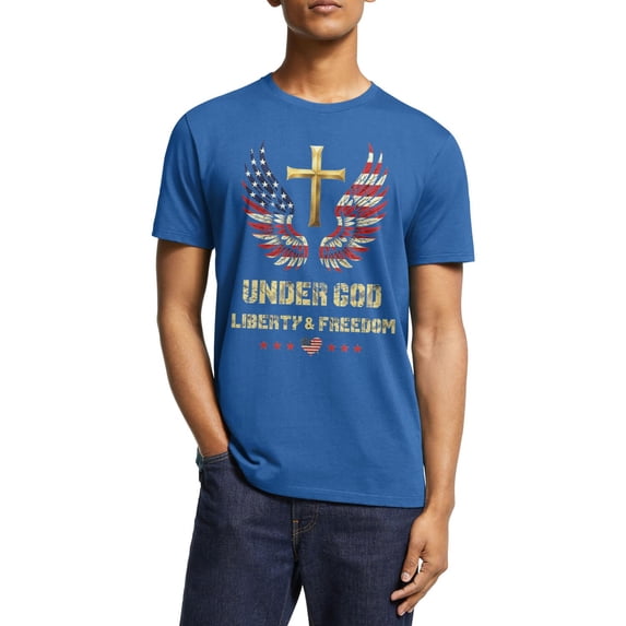 Aquamarine-blue T-Shirt with American Eagle and Flag Artwork for ...