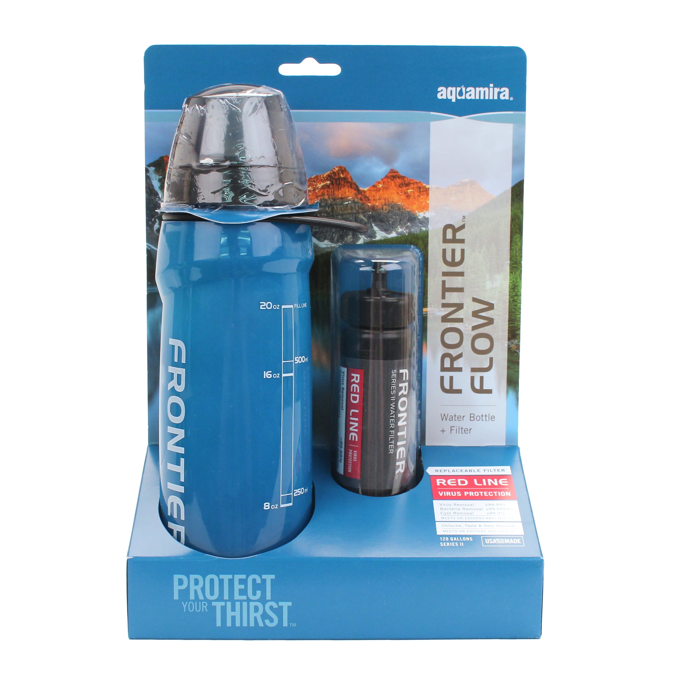 Aquamira Frontier Flow Red Line Virus Filter Water Bottle - Walmart.com