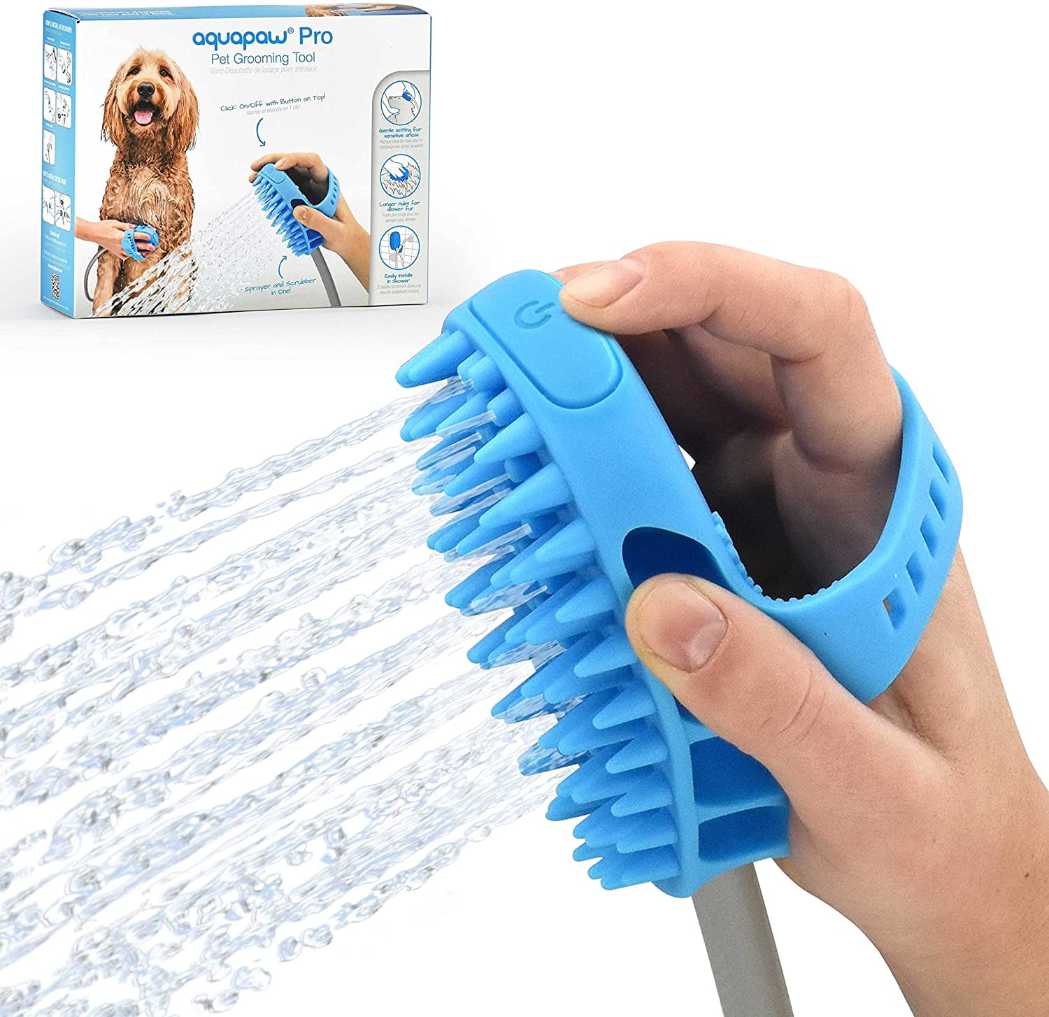 Aquapaw Dog Bath Brush Pro - Sprayer and Scrubber Tool in One - Indoor ...