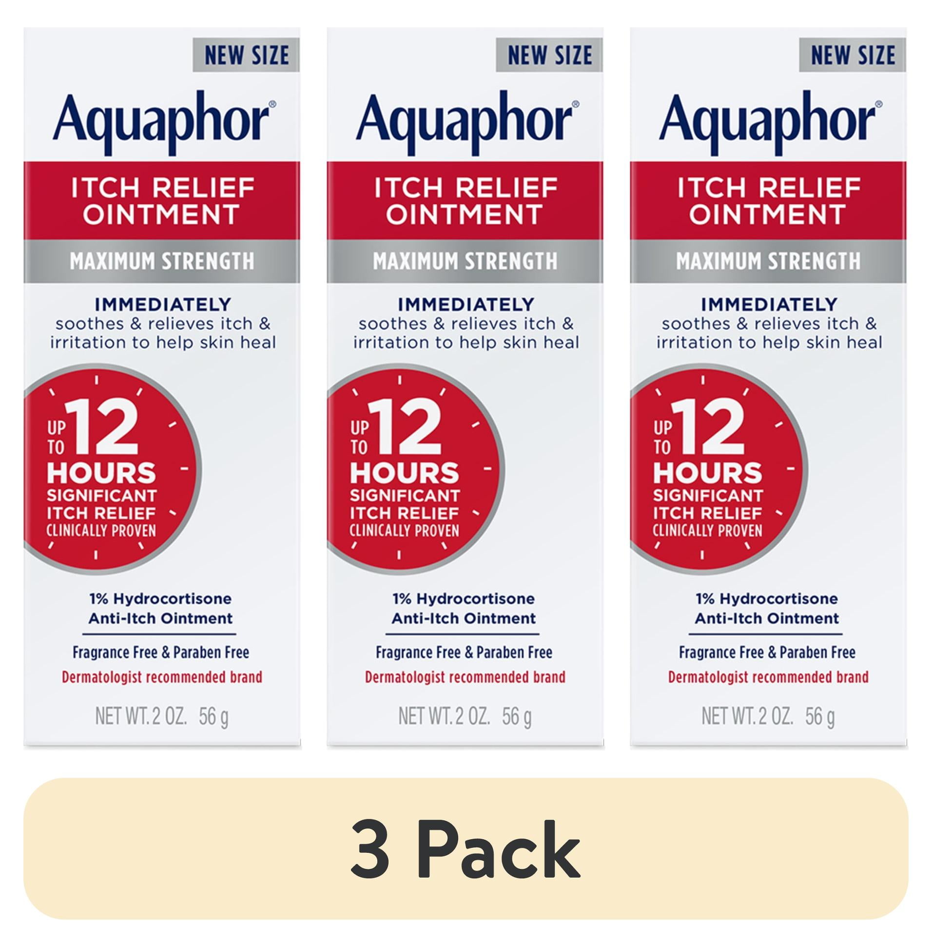 (3 pack) Aquaphor Itch Relief Ointment, 1% Hydrocortisone, 2oz ...