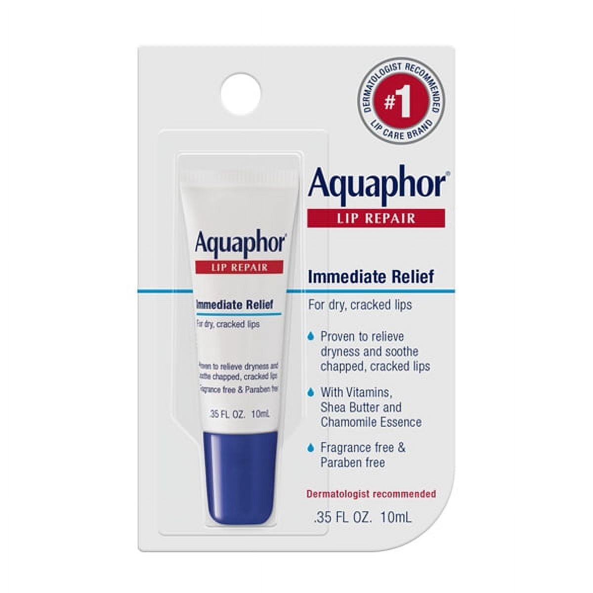 Aquaphor Lip Repair Ointment Tube, Immediate Relief - 0.35 Oz - Walmart.com