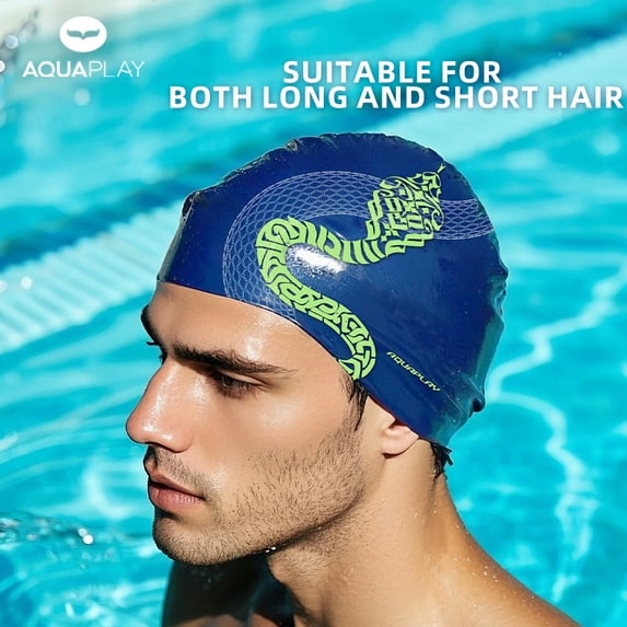 Aquaplay High Elasticity Swim Cap - Fashion Silicone Design Snug Fit ...