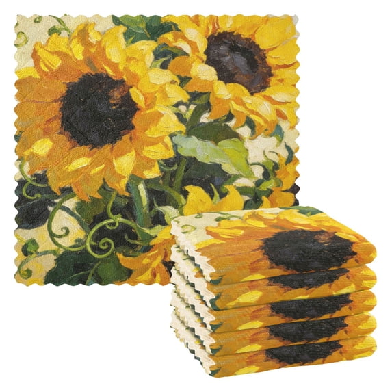 Aquarela De Girassol Kitchen Cloth Dish Towels for Drying Washing ...