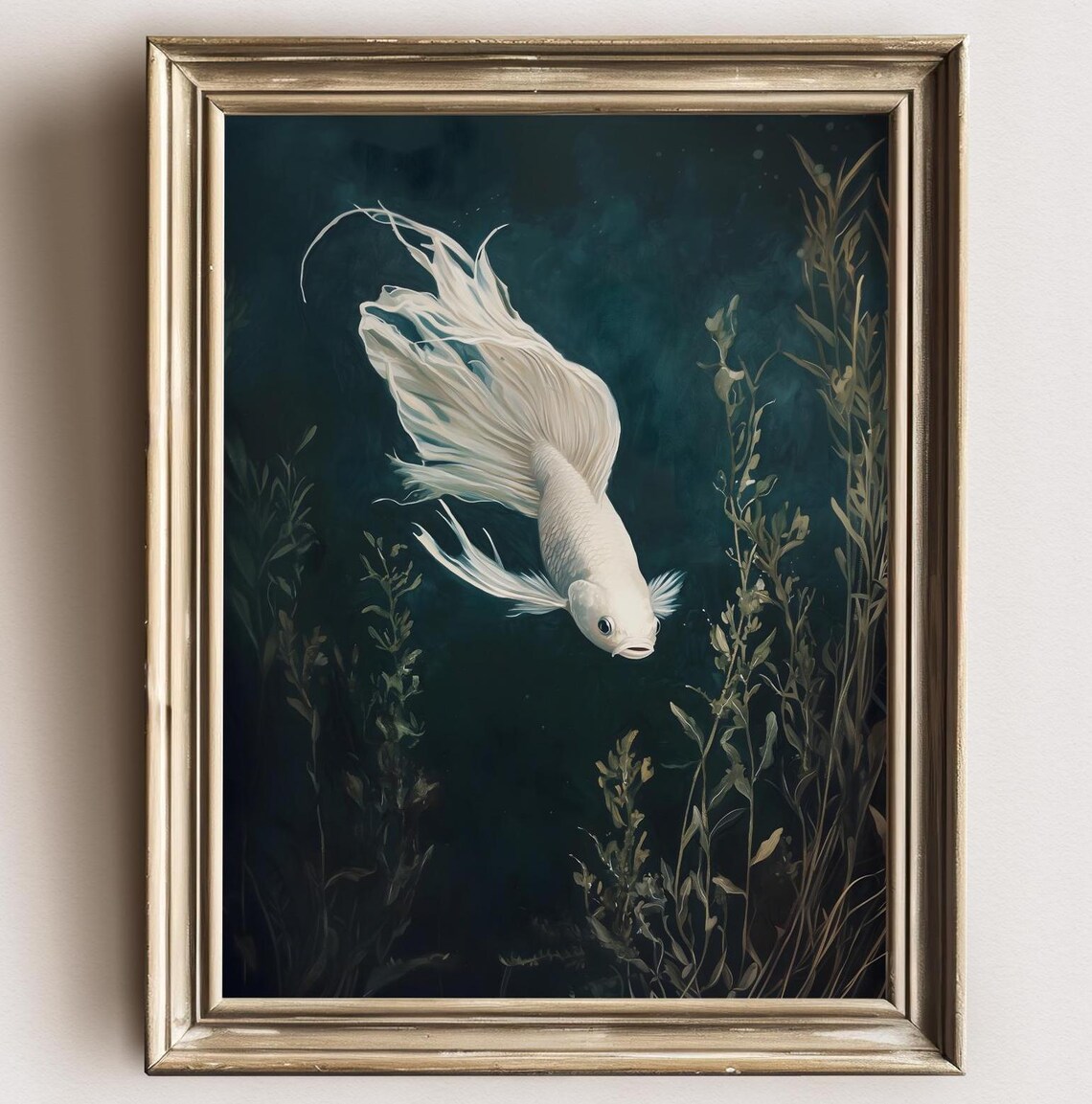 Aquarell White Betta Fisch Painting Betta Fish Watercolor Print Of Fish ...