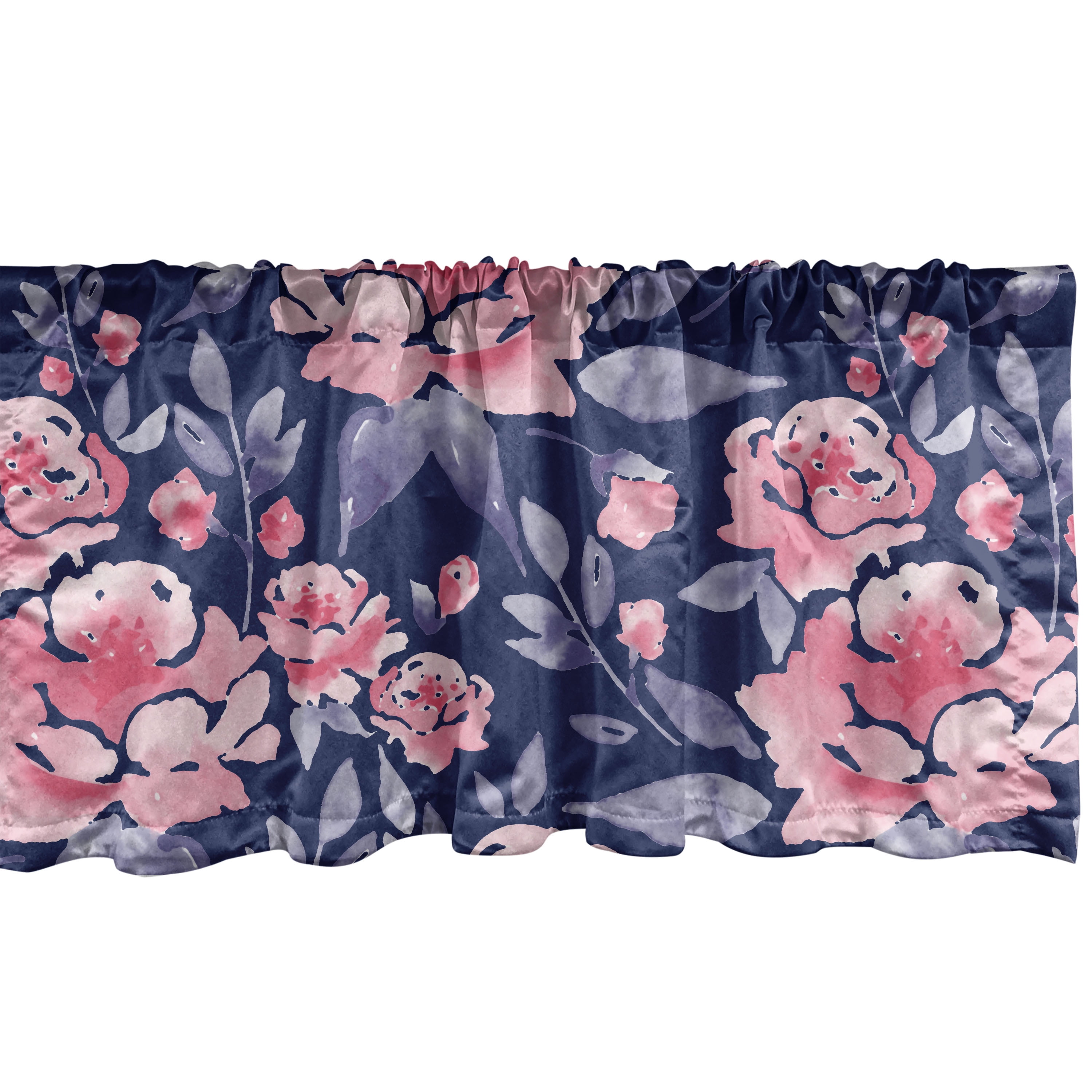 Aquarelle Floral Window Valance, Dreamy Rose Flower Silhouettes with ...