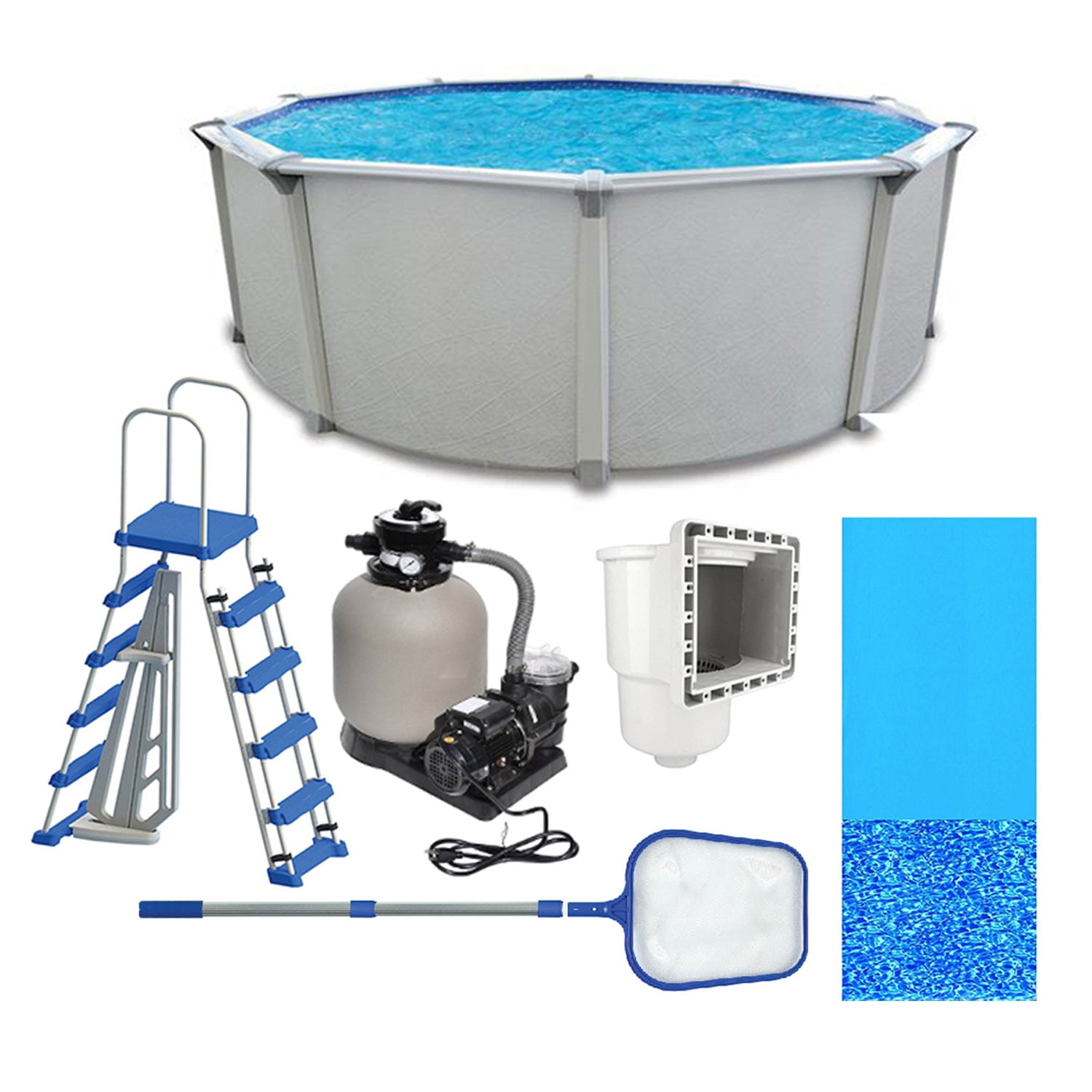 "Aquarian 21' x 52"" Fuzion Above Ground Swimming Pool Kit with Steel ...