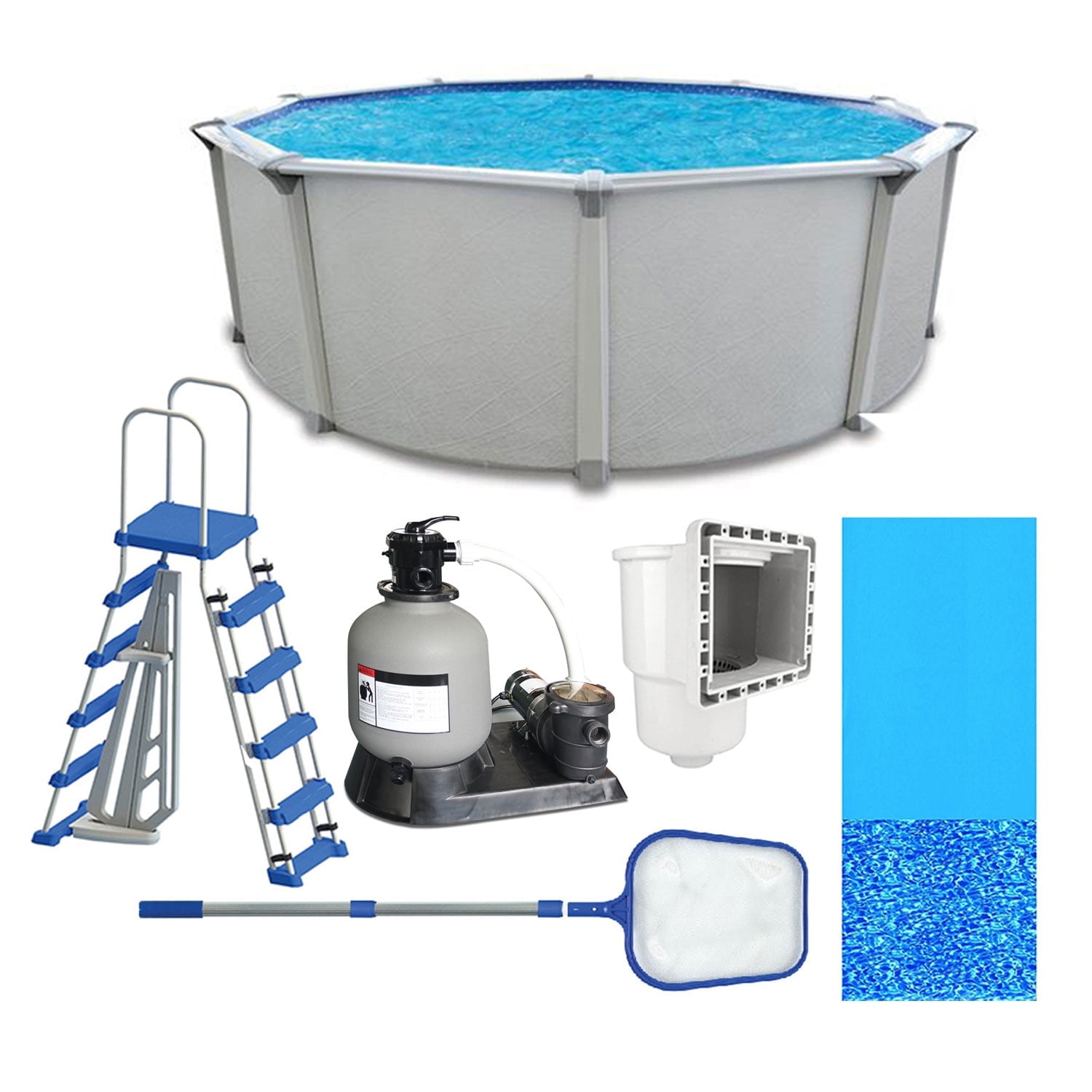 Aquarian Fuzion 24' x 52" Steel Frame DIY 6-8 Person Above Ground Pool ...