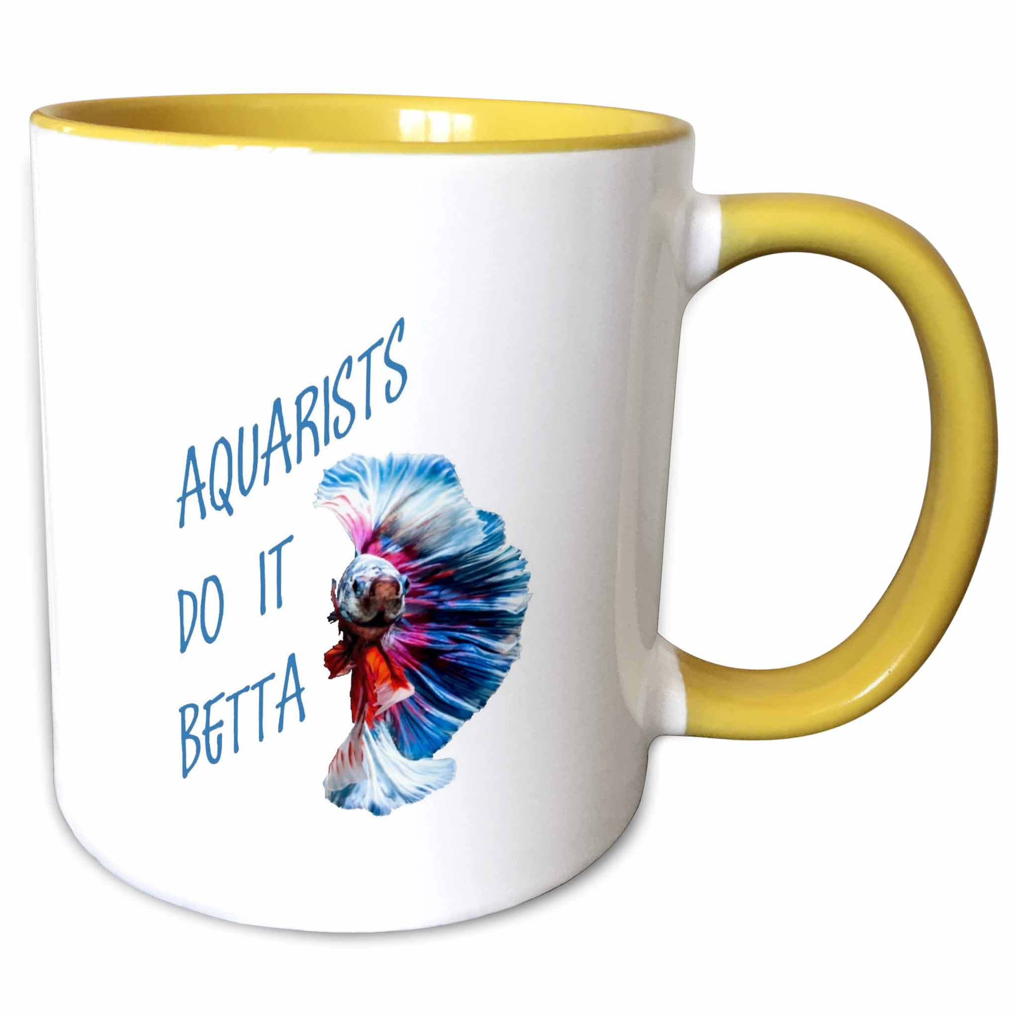 3drose, Aquarists Do It Betta Fun Quote, 15oz Two-tone Yellow Mug ...