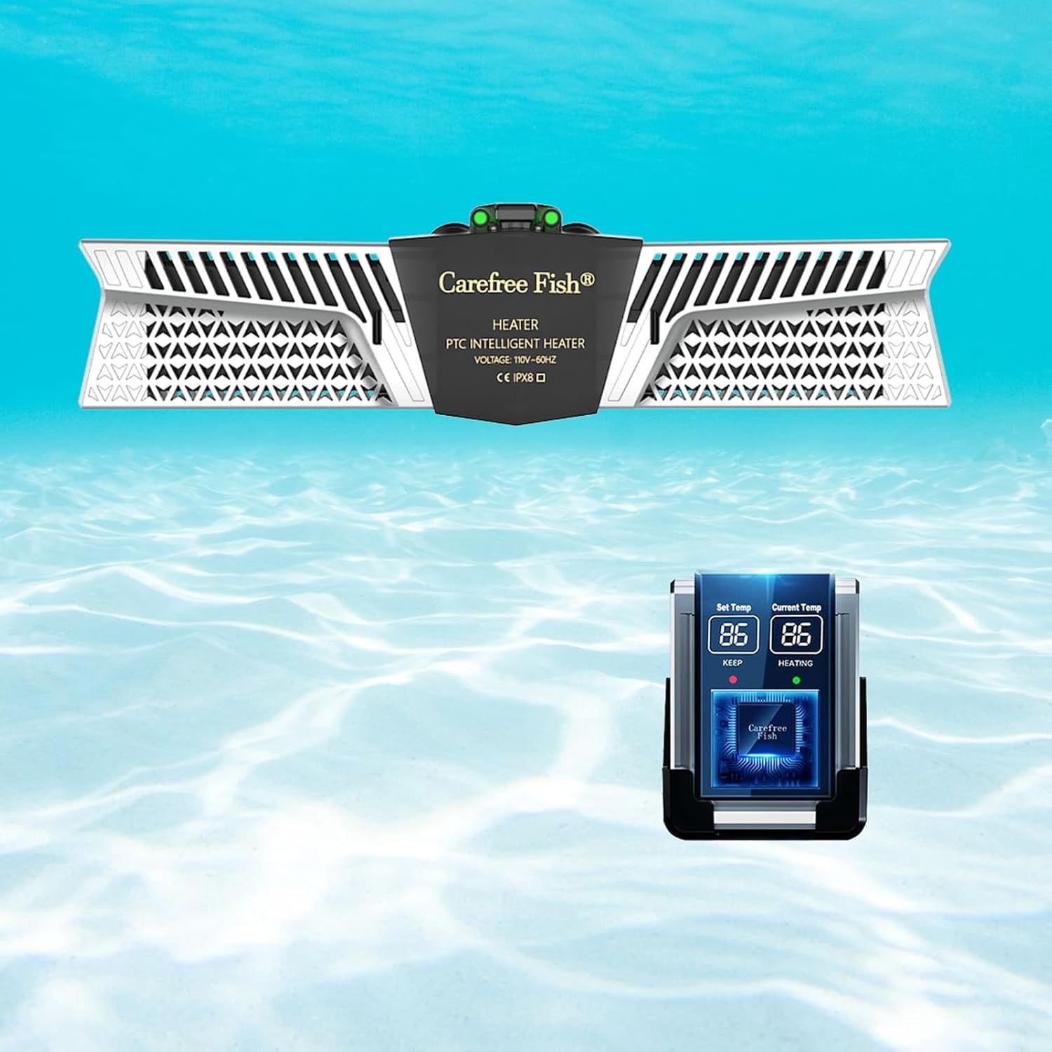 Aquarium 500W 2IN1 PTC Ceramic Heater PID Control Digital Dual ...