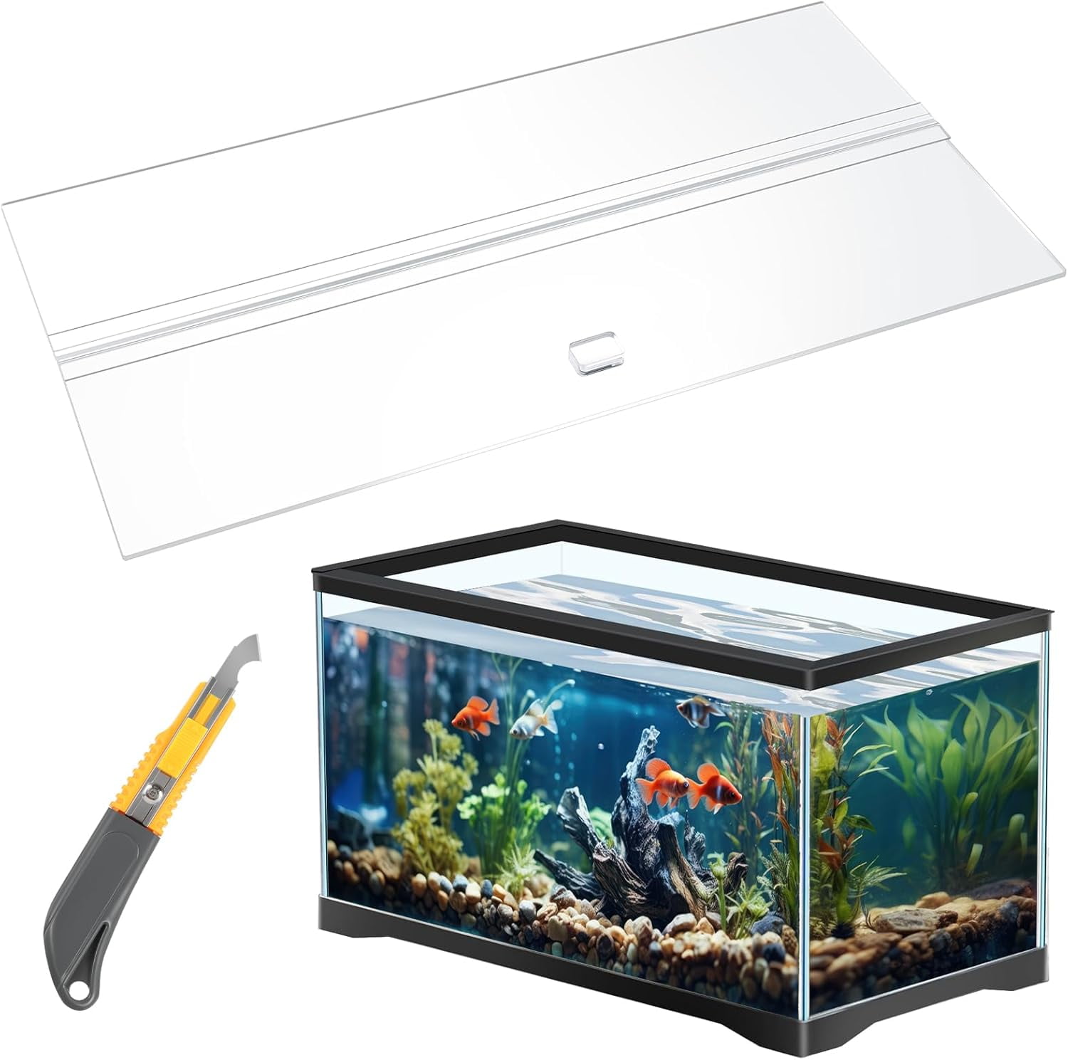 Aquarium Acrylic Canopy Set 29 x 11.38 x 0.28 Inch for 20/29/37 Gallon Without Center Brace ...