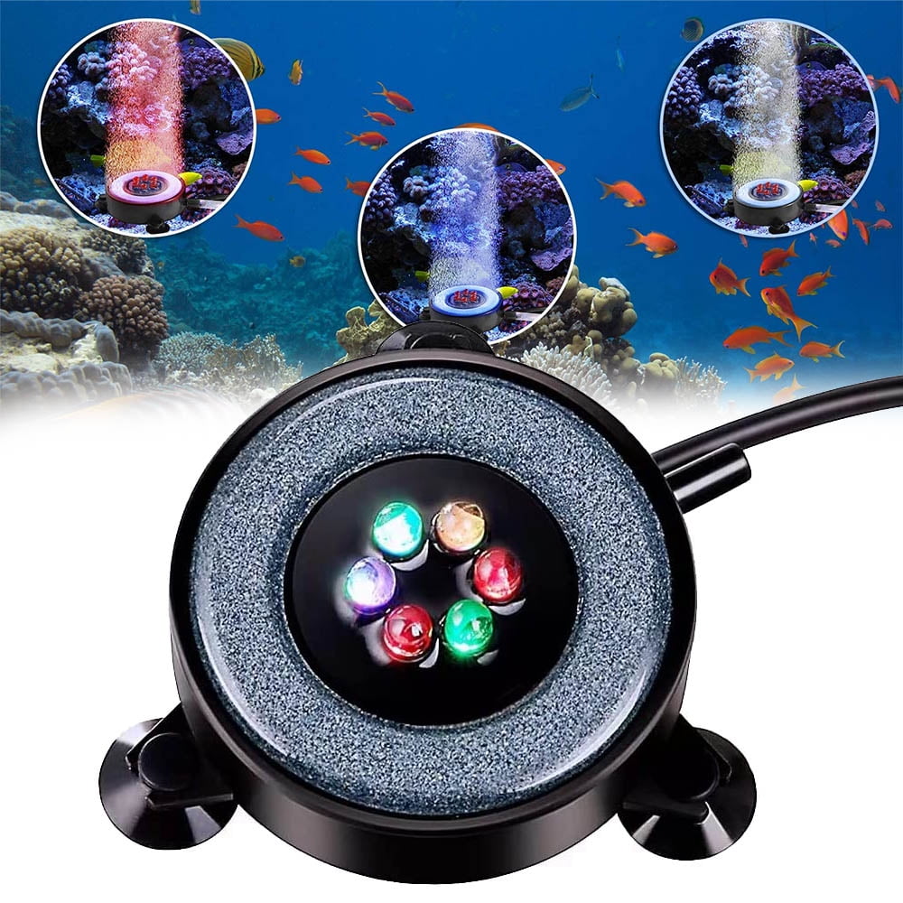 Aquarium Air Bubble Light,6 LED Aquarium Bubbler,Air Stone Disc with ...