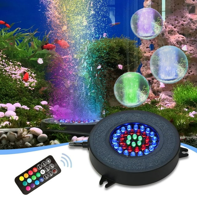 Aquarium Air Bubble Light,LED Fish Tank Bubbler Stone Disk Light ...