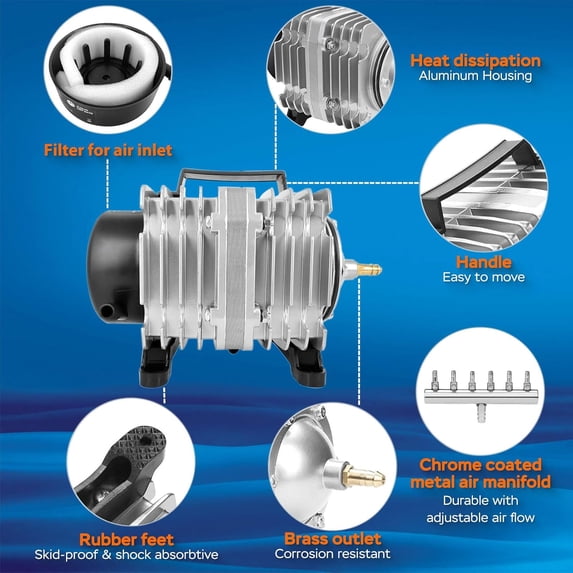 Aquarium Air Pump Commercial Air Pump with Aluminum Housing, 600/1000 ...
