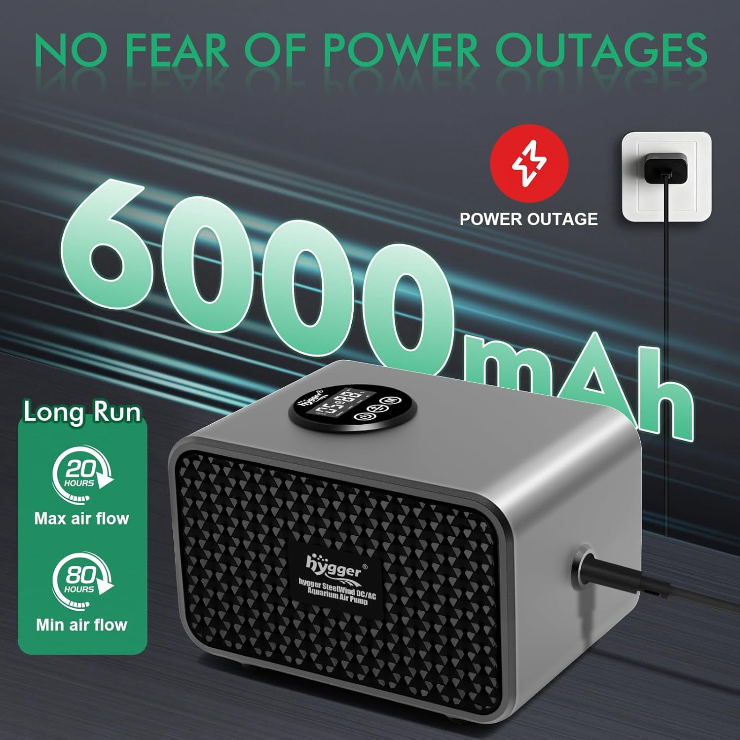 Aquarium Air Pump, USB Rechargeable Battery Powered Fish Tank Air Pump ...