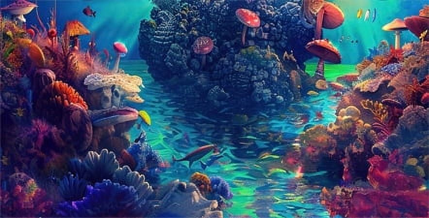 Aquarium Background with Galaxy Space Planet Design, Waterfall ...