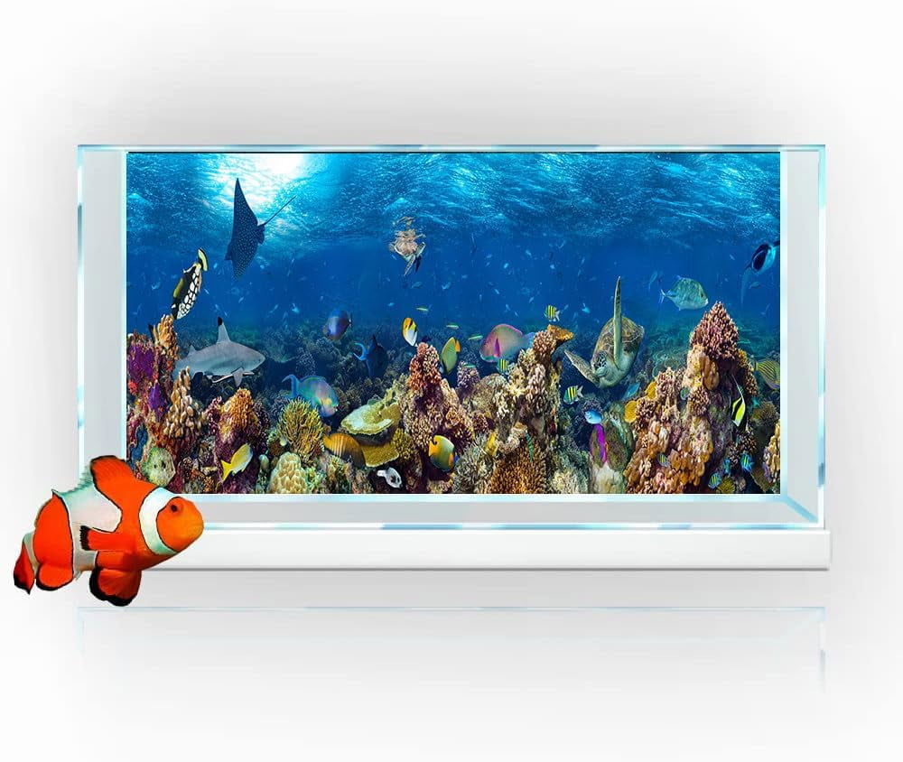 Aquarium Background Under The Sea Coral Reef Scenery Backdrop Terrarium ...