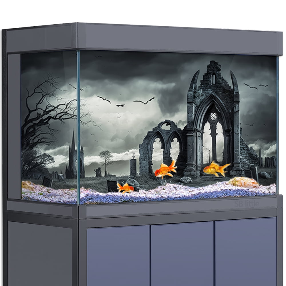 Aquarium Background Sticker - Ruins Arch Tombstone Tower HD Poster ...