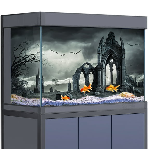 Aquarium Background Sticker - Ruins Arch Tombstone Tower HD Poster ...
