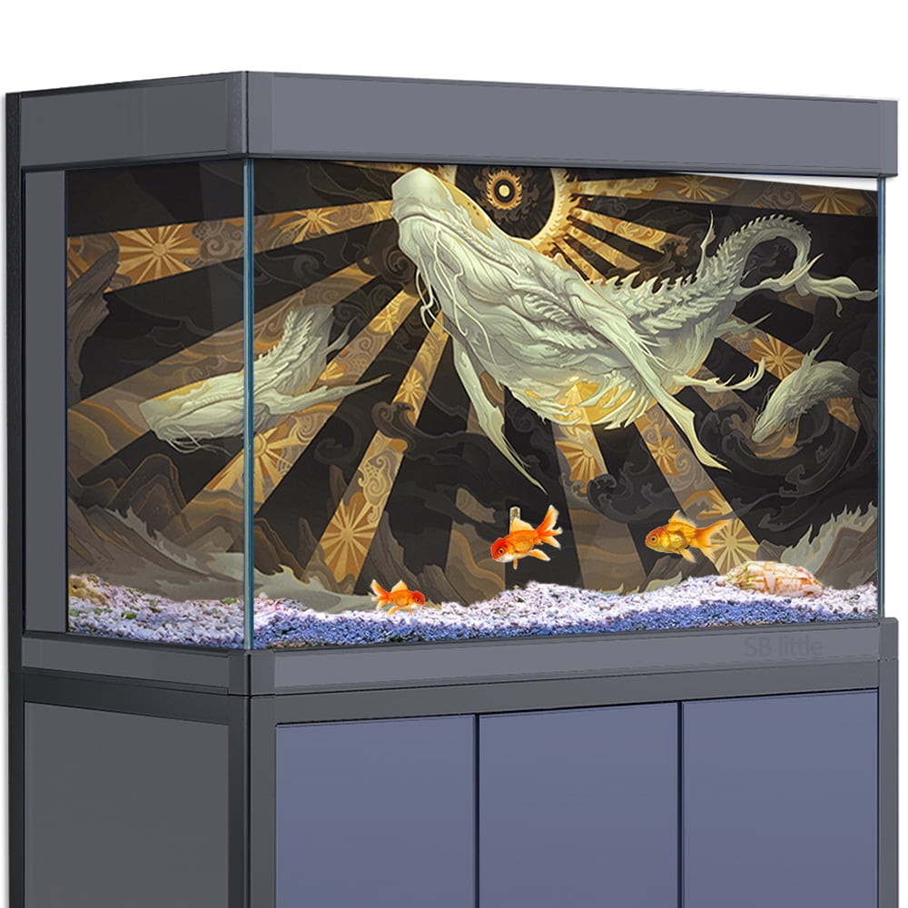Aquarium Background Sticker - Whale ChIna Gold HD Poster Decoration ...