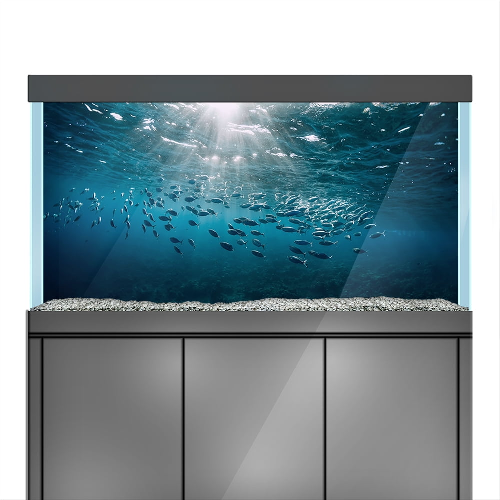 Aquarium Background Stickers - Fish School Underwater Ocean - Fish Tank ...