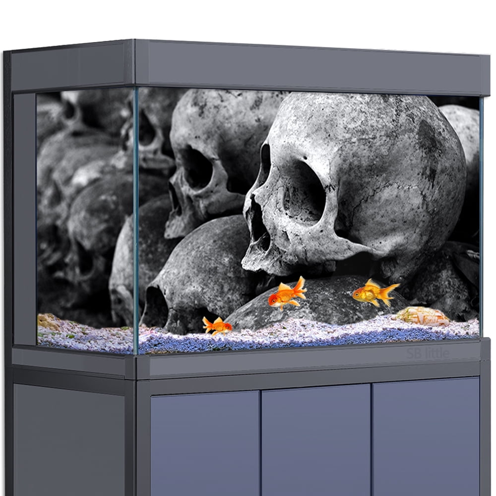 Aquarium Background Stickers - Skull Stack Black - for 5-60 Gallon Fish ...