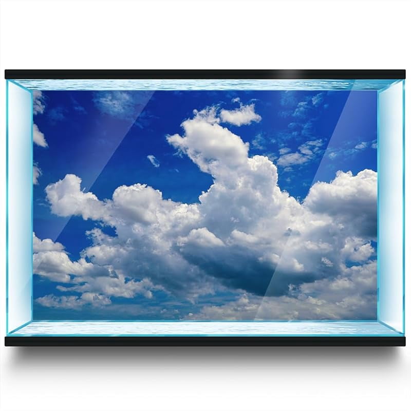 Aquarium Background Stickers - Sky Cloud Blue White - Fish Tank Reptile ...