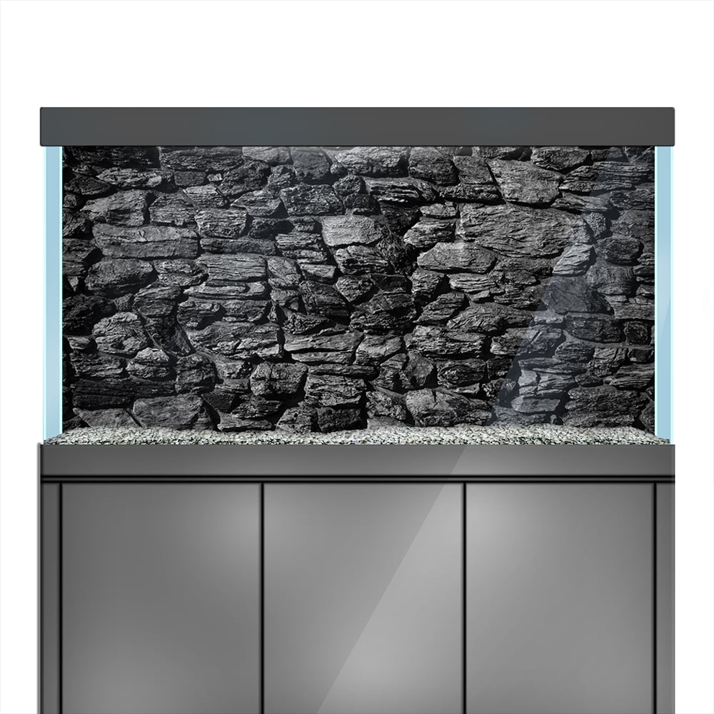 Aquarium Background Stickers - Stone Wall Texture Rock Black - Fish ...