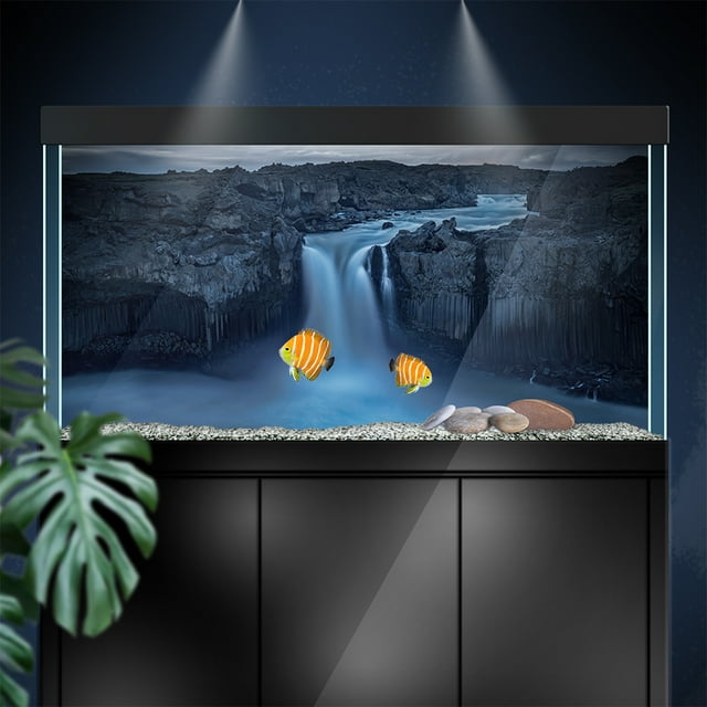 Aquarium Background Stickers - Waterfall in Cloudy Scenery - Fish Tank ...