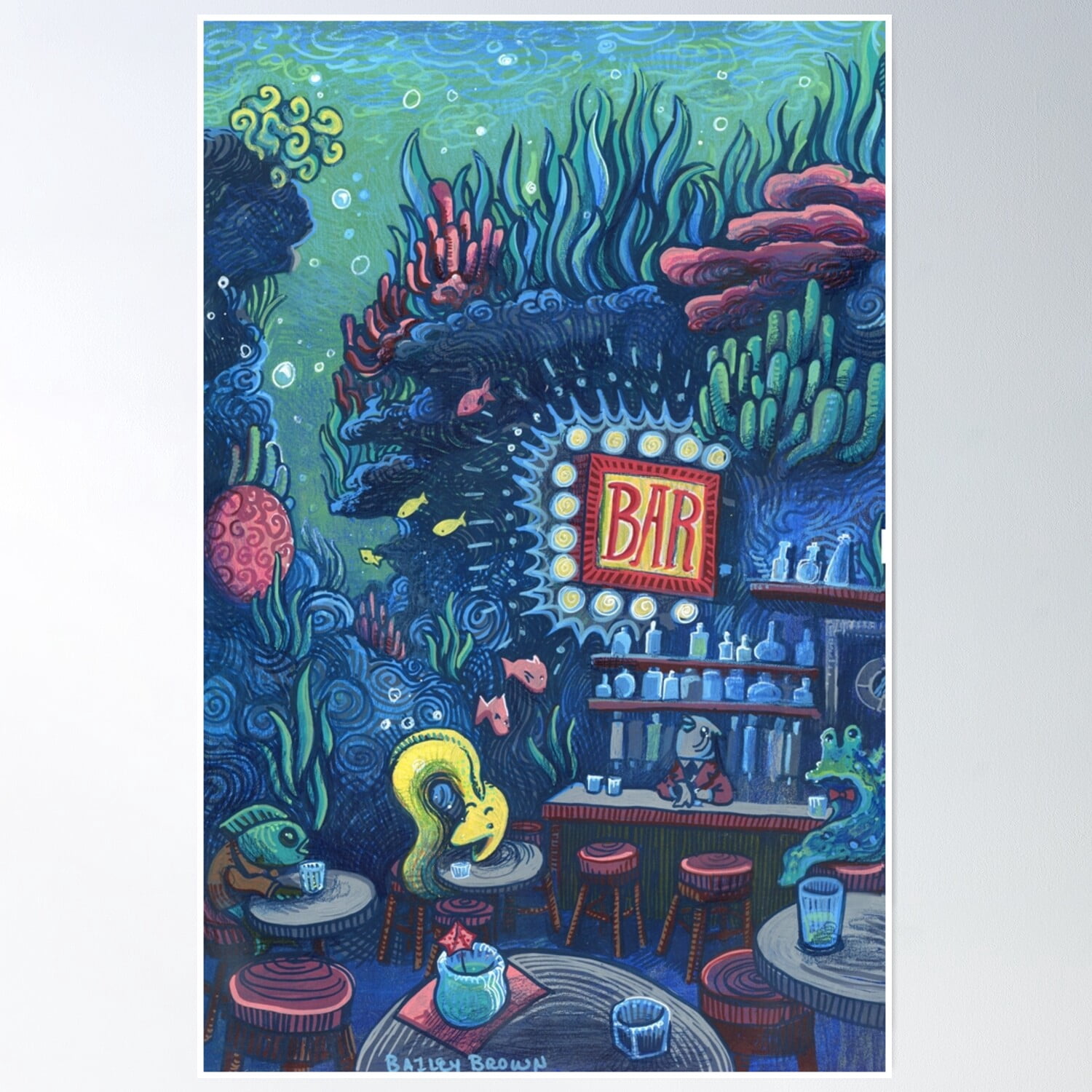 Aquarium Bar Painting Poster Wall Art Modern Wall Decor Art Home Decor ...