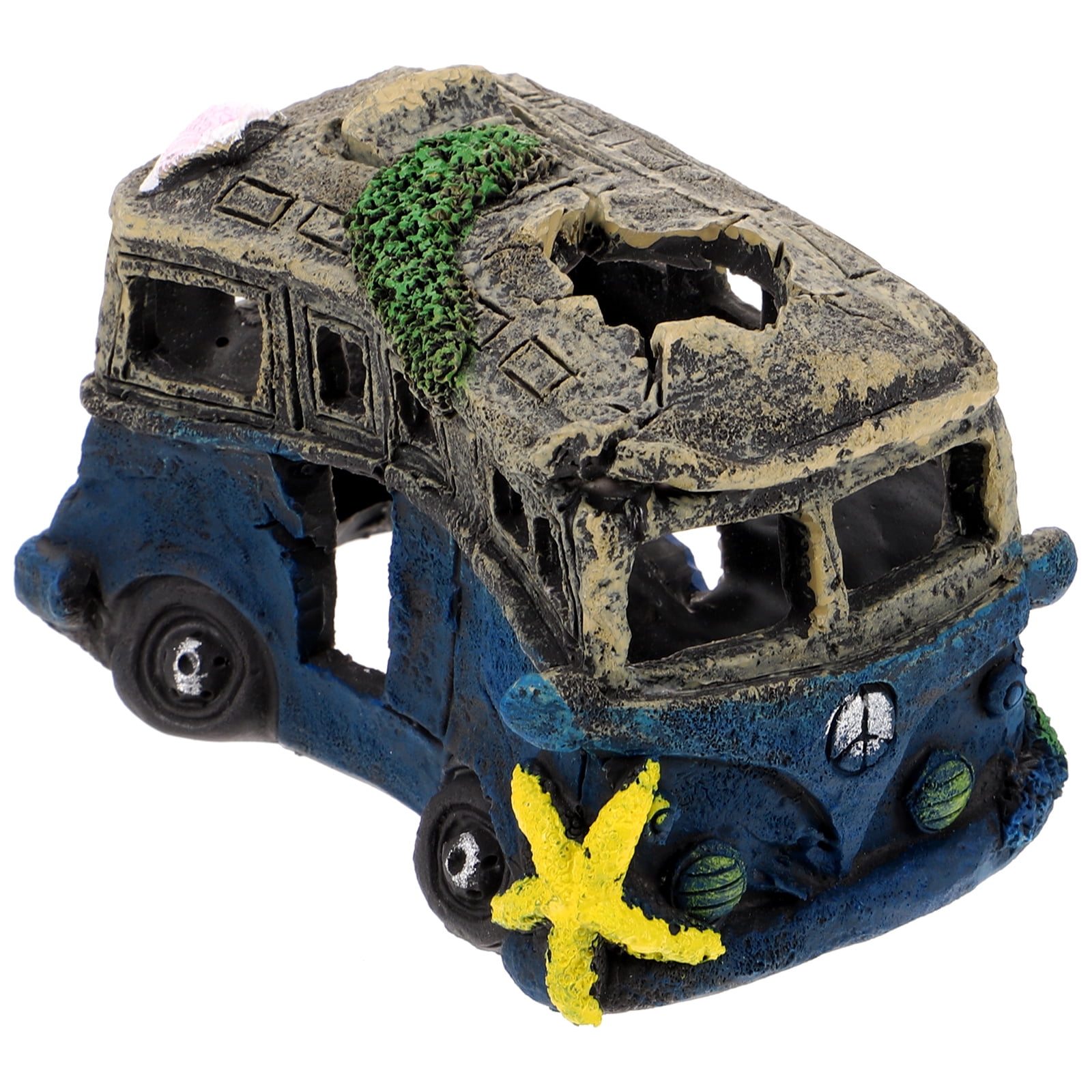 Aquarium Bus Decoration Underwater Imitation Bus Resin Crafts Resin ...