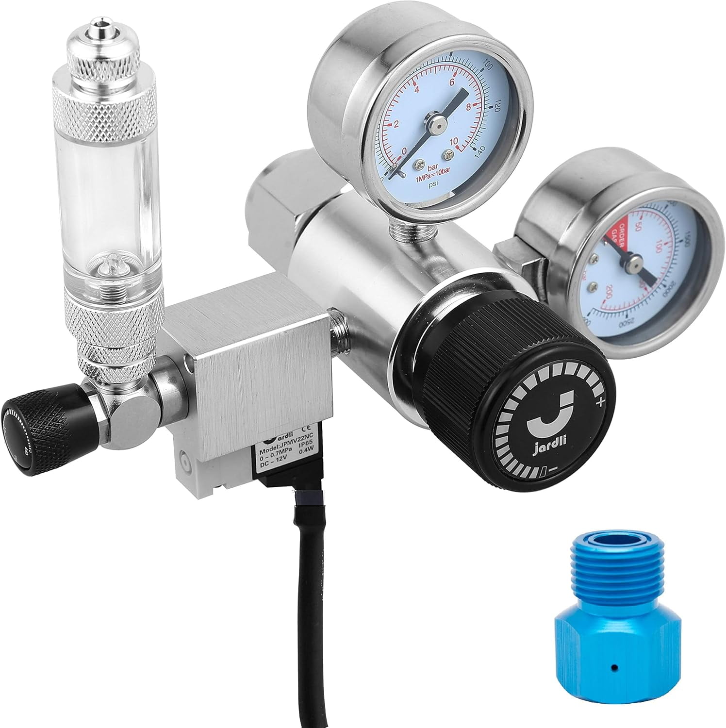 Aquarium CO2 Regulator with Solenoid, Dual Gauges & Bubble Counter for Planted Tank CO2 ...