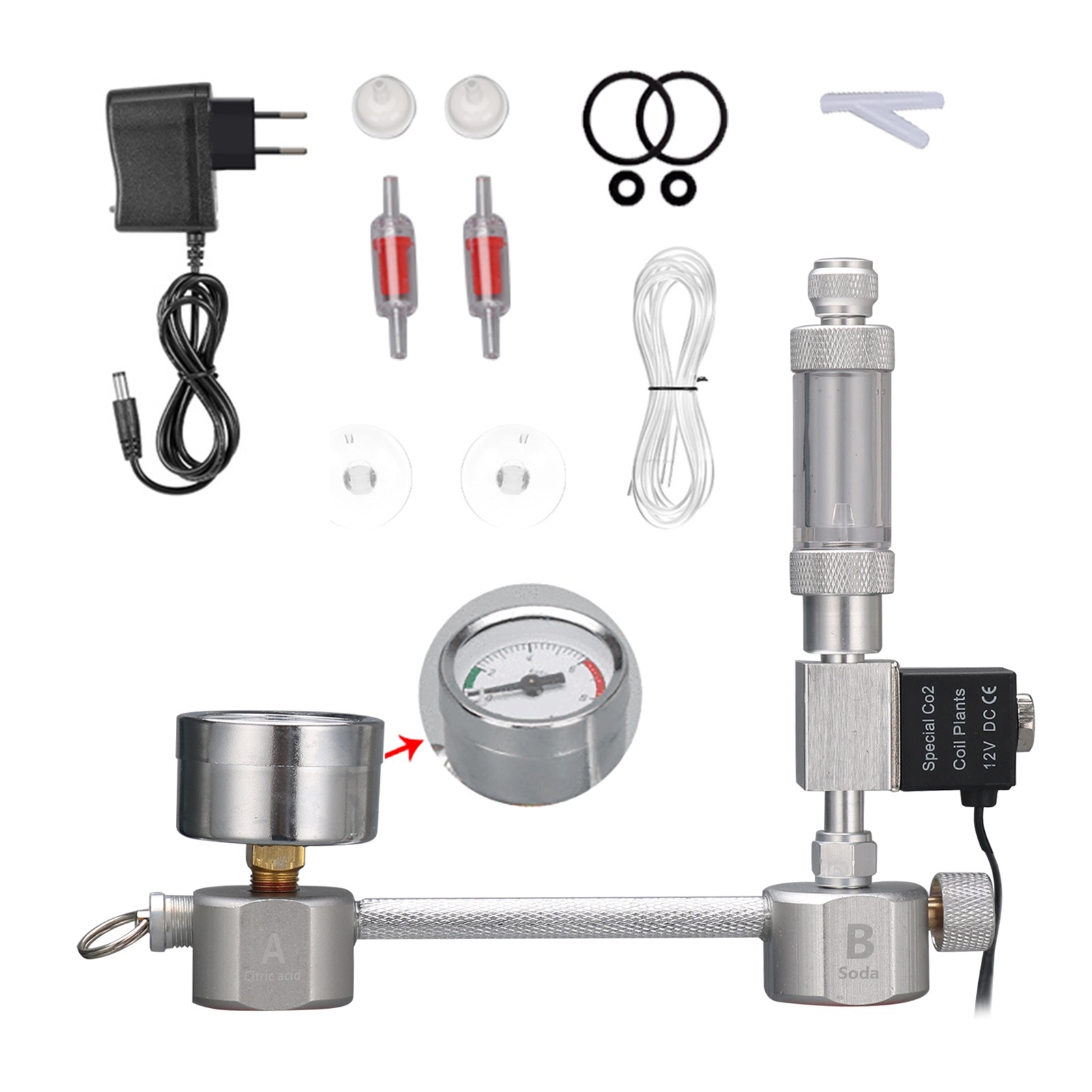 Aquarium CO2 Regulator System Kits with Solenoid Bubble Counter Check Valve Carbon Dioxide ...