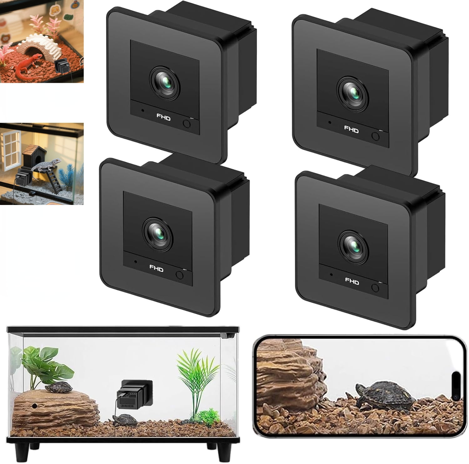 Aquarium Camera, Terrarium WiFi Pet Cameras, 140° Wide-Angle View, Anti ...