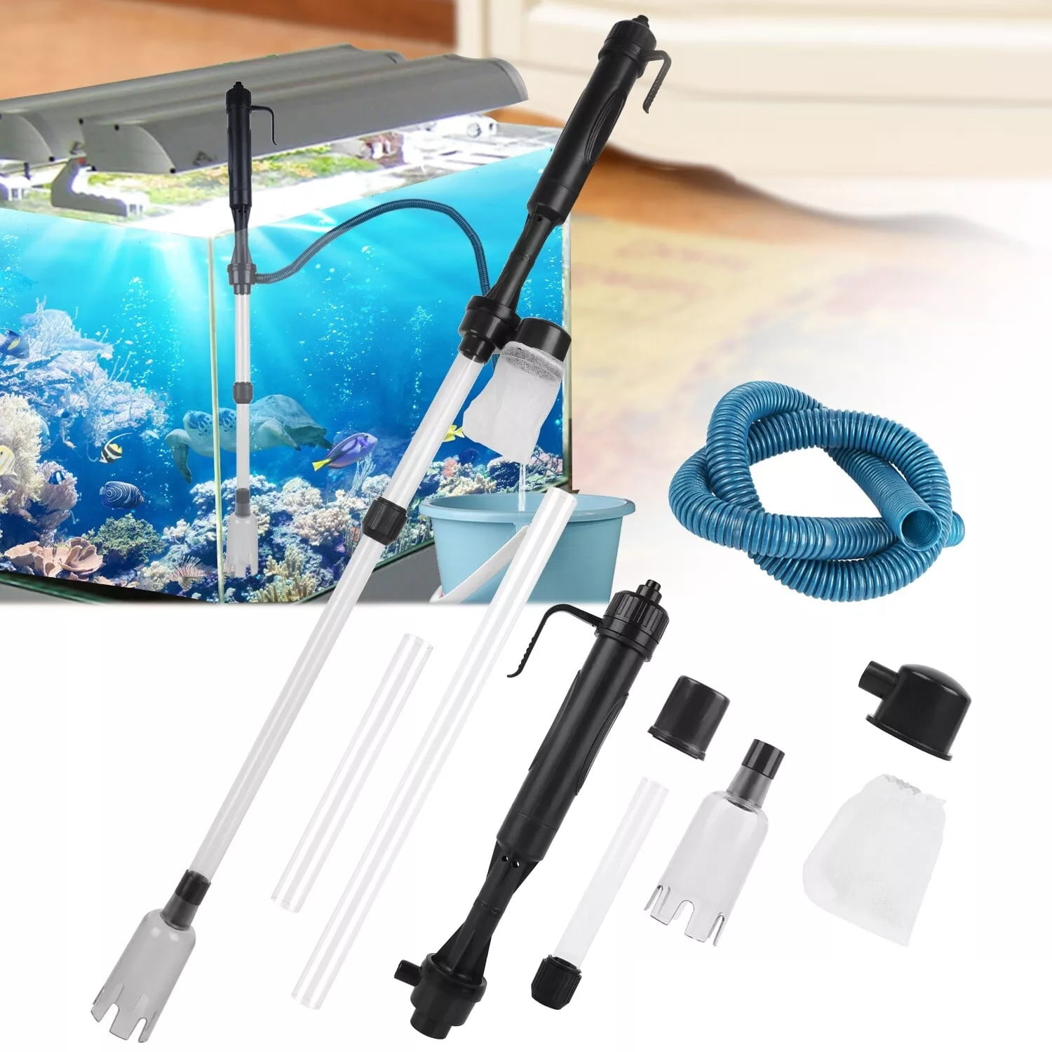 Aquarium Clean Vacuum Water Change Gravel Cleaner Fish Tank Siphon Pump ...