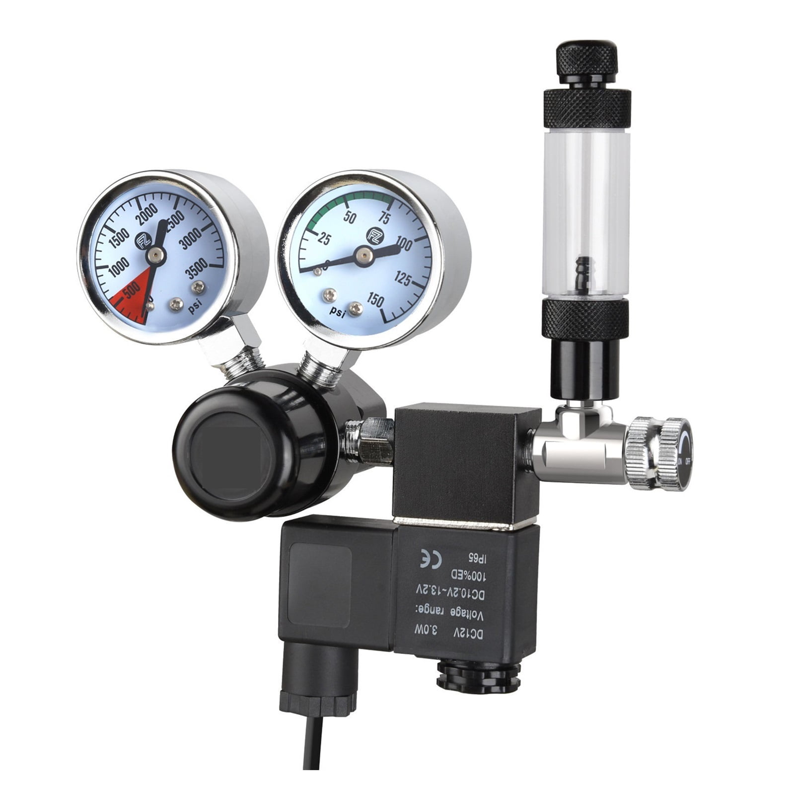 Aquarium Co2 Regulator DC Solenoid With Big Dual Gauge And Bubble Counter And Check Valve For ...