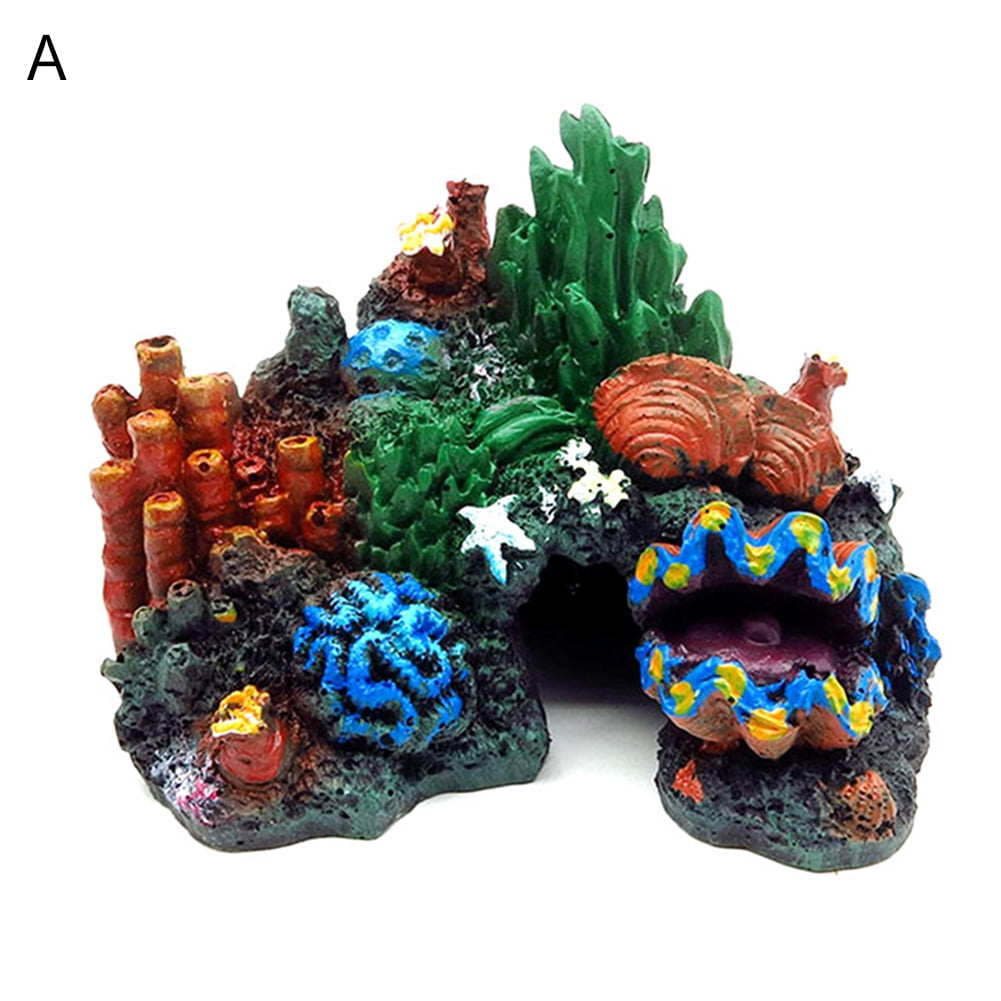 Aquarium Coral Decoration Fish Tank Hiding Mountain Cave Betta Fish ...