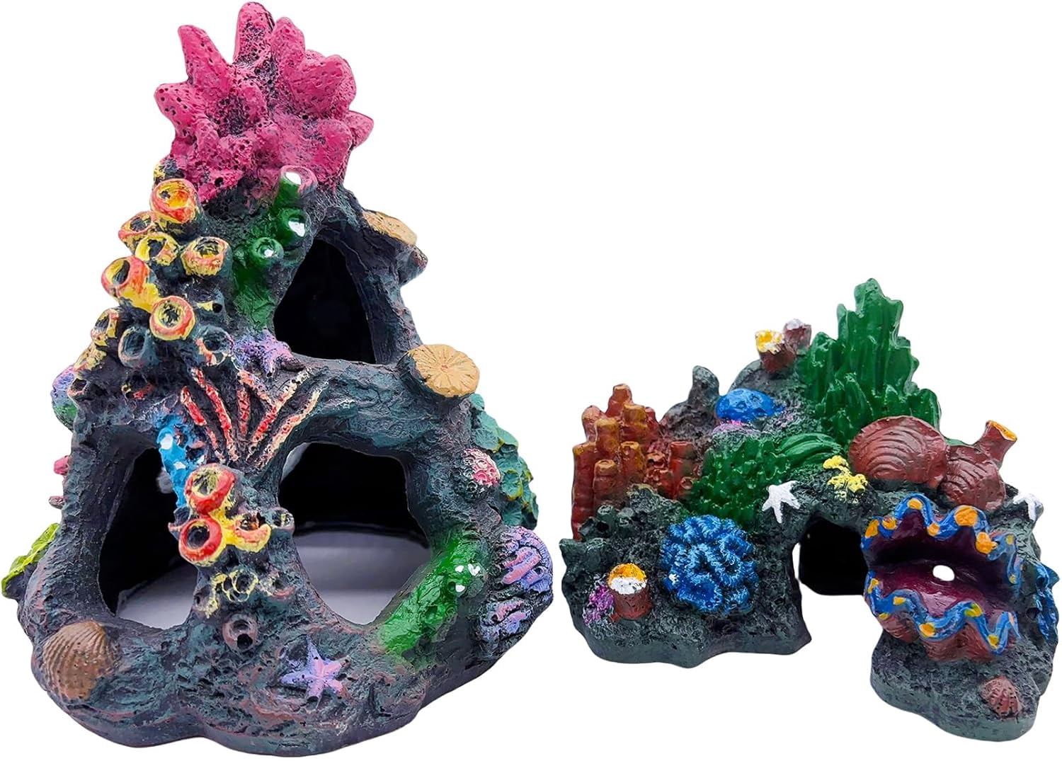 Aquarium Coral Decoration Resin Fish Tank Hiding Mountain Cave Betta ...
