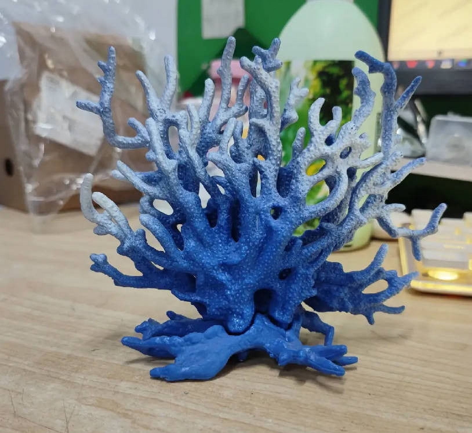 Aquarium Coral Ornament, Blue And White Coral Tree With Realistic ...
