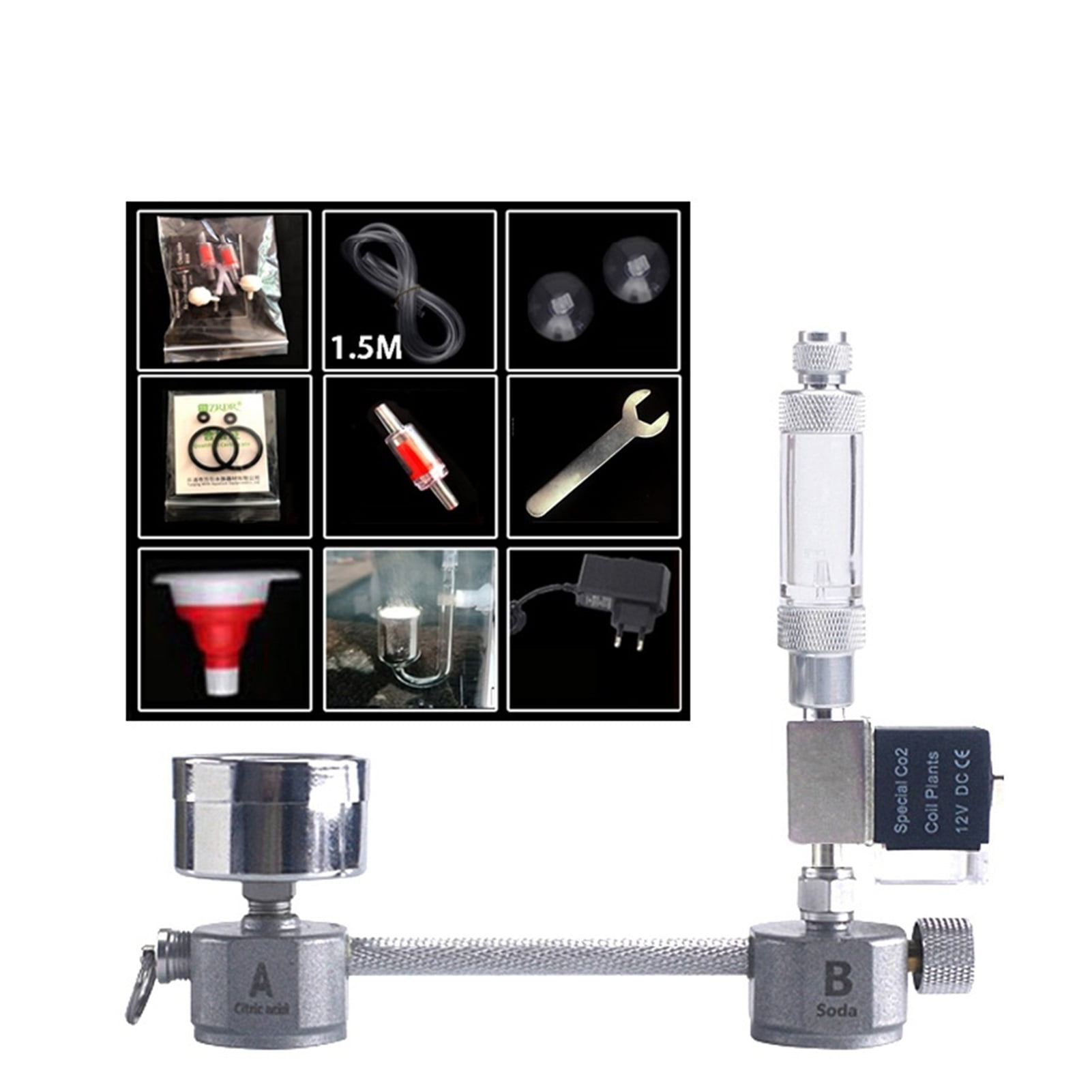 Aquarium DIY CO2 Generator System Kit CO2 Generator Bubble Counter Diffuser With Solenoid Valve ...