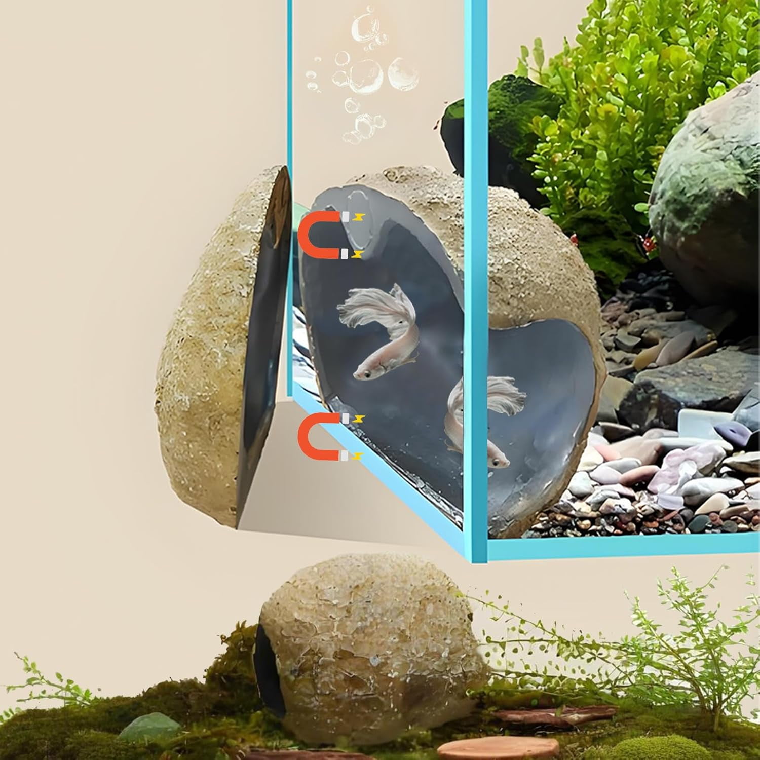 Aquarium Decor Ornaments,Magnetic Detachable Fish Tank Decorations ...