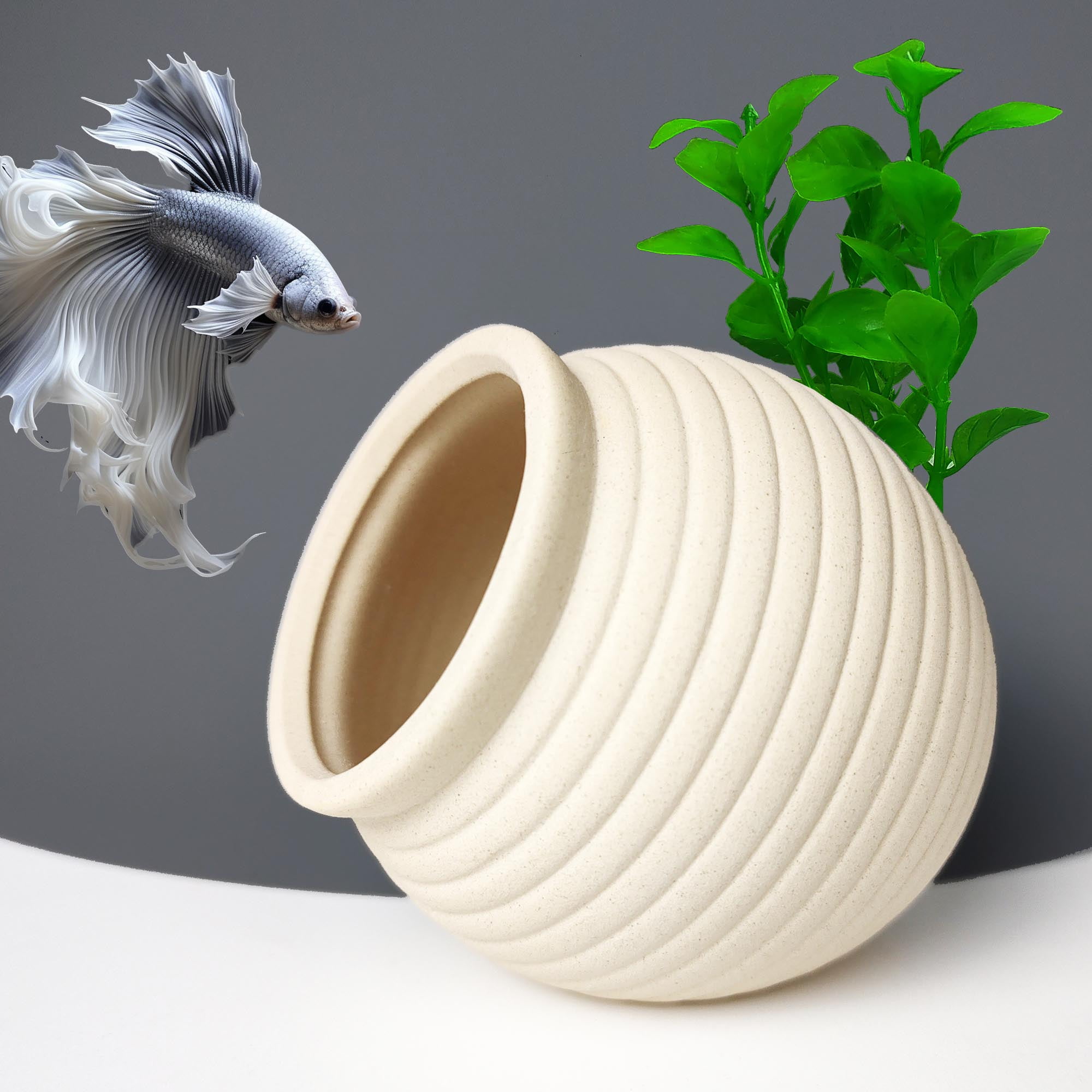 YUANBAO Aquarium Decor, Ceramic Rock Hideout for Betta, Fish, Shrimp ...