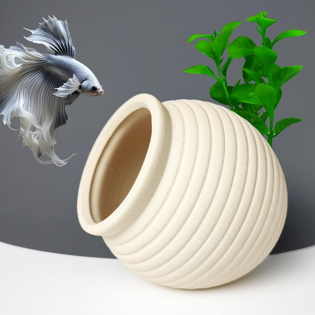 Aquarium Decor Rock Betta Fish Tank Decorations Ceramic Hideout Stone ...