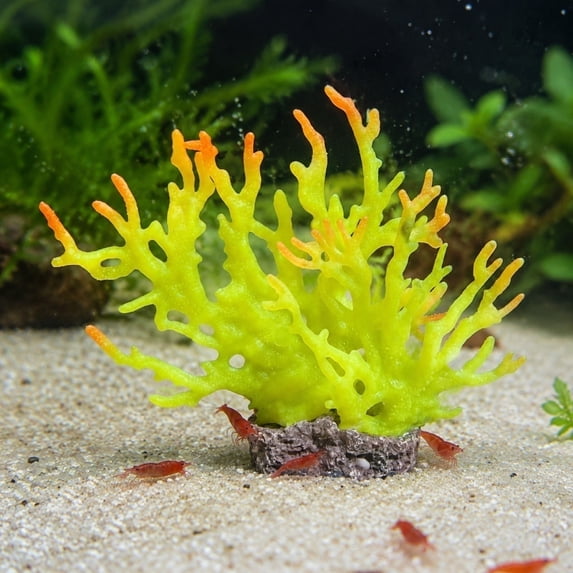 Aquarium Decor, Sea Branch Ornament, Soft Plastic Handmade With Base ...