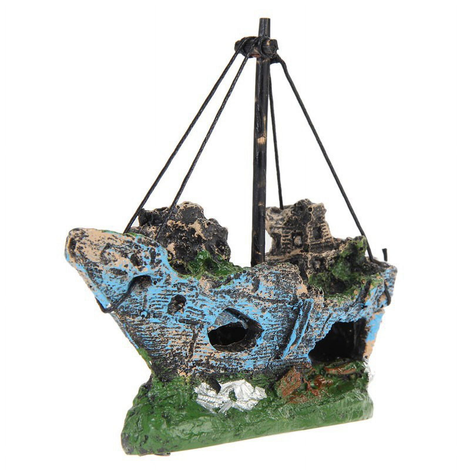 Aquarium Decoration, Fish Tank Ornaments Shipwreck Decor Sunken Ship ...